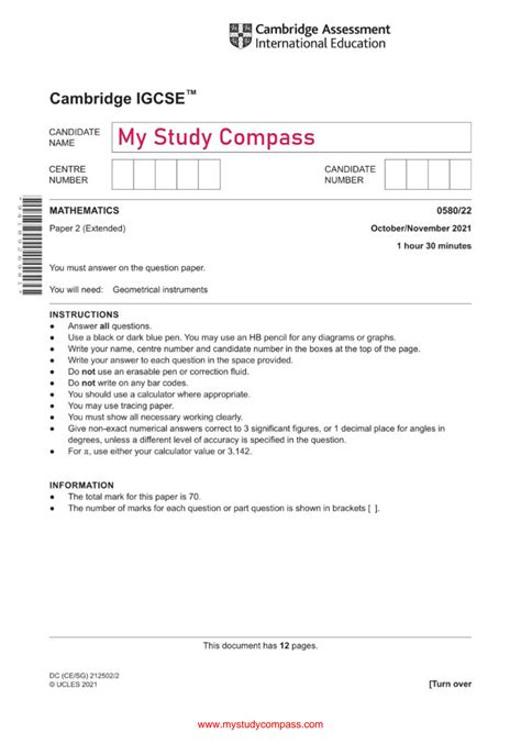 Solution Cambridge Igcse Math Worked Solution P22 Octnov 2021 Math0580