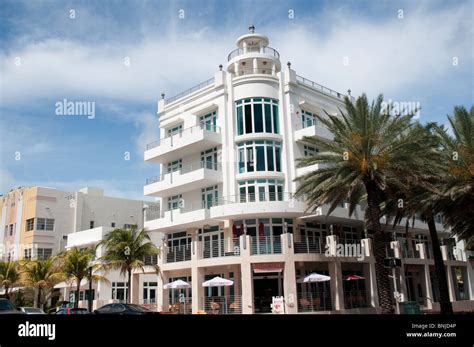 Art Deco Hotels On Ocean Drive In South Beach Miami Florida Usa Stock