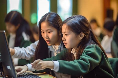 Premium Photo Asian Girls Learning About Computer Science And