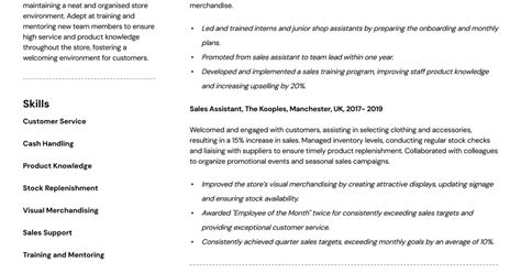 Shop Assistant Cv Example For 2025 Guide With Tips