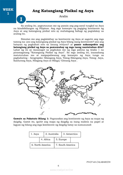 Araling Panlipunan 7 Ap Modyul Grade 7 Modules