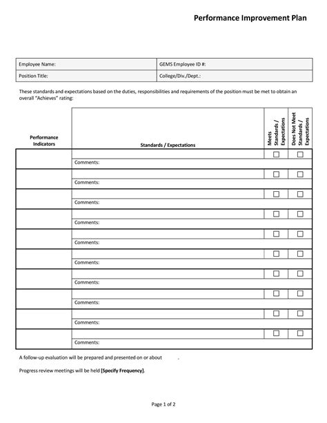 Improvement Plan Template