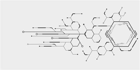 회로 기판이 있는 육각형의 공상 과학 Hud 대시보드 미래 지향적인 패턴입니다 Gui 및 Ui 디자인 요소 벡터 Brand Name Video Game에 대한 스톡 벡터