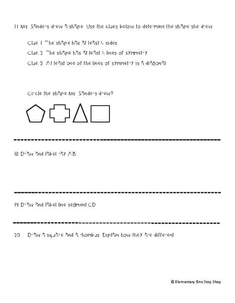 Geometry Study Guide Or Assessment By Elementary One Stop Shop Tpt