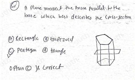 Solved A Plane Intersects The Prism Parallel To The Base Which Best