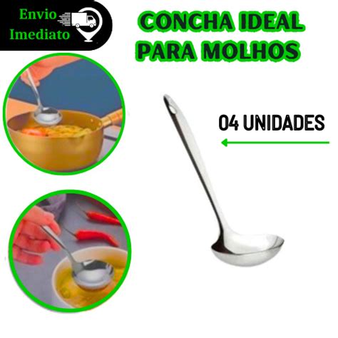 Kit 04 Conchas Para Molhos Caldossopas Cozidos Feijão Aço Inox