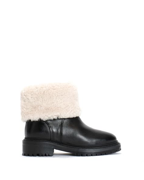 Kallie Lamb Fur Calf Nappa Black Pointed Ankle Boots Fur Boots Fur