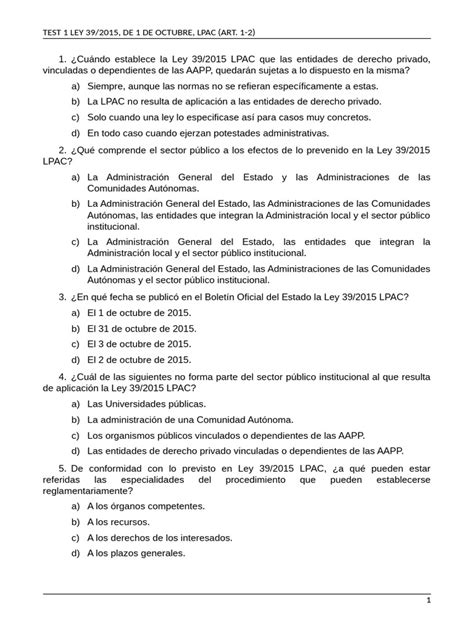 Test Ley 392015 Procedimiento Administrativo Pdf Gobernancia