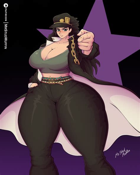 Rule 34 Black Hair Chains Jojos Bizarre Adventure Jotaro Kujo Large Breasts Long Hair