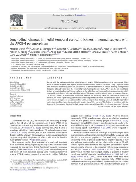 (PDF) Longitudinal changes in medial temporal cortical thickness in normal subjects with the ...