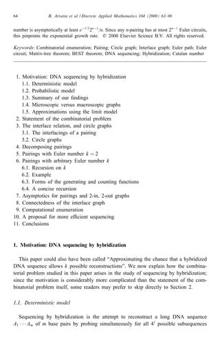 Euler Circuits And Dna Sequencing By Hybridization Pdf