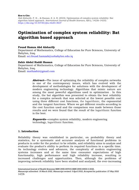 pdf optimization of complex system reliability bat algorithm based