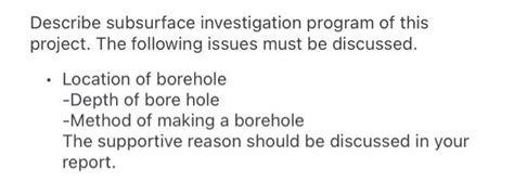 Solved Describe Subsurface Investigation Program Of This