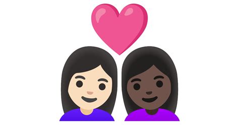 👩🏻‍ ️‍👩🏿 Couple With Heart Woman Woman Light Skin Tone Dark Skin Tone Emoji Meaning In