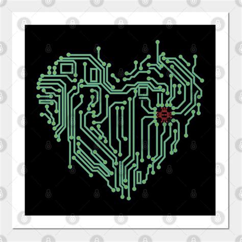 Computer Chip CPU Core Heart For Electrical Engineers Nerds By Probully Apparel Wall Picture