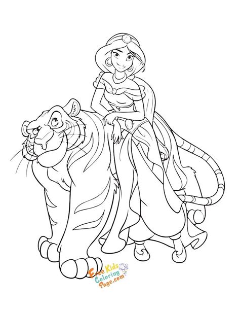 Princess Jasmine And Rajah Coloring Page In 2024 Coloring Pages