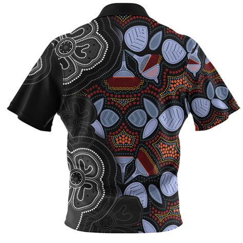 Australia Aboriginal Zip Polo Shirt Eucalyptus Seamless Pattern In