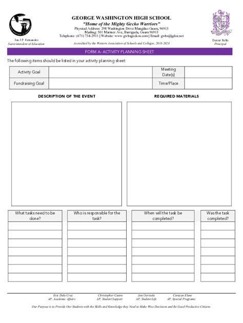 Fillable Online Form A Activity Planning Sheet Fax Email Print Pdffiller
