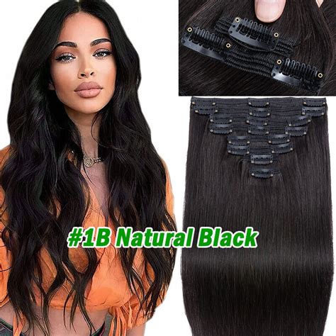 Thick Double Weft Clip In Real Remy Human Hair Extensions Full Head Us