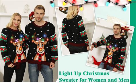Kouric Christmas Jumpers For Women Uk Men Light Up Christmas Jumper