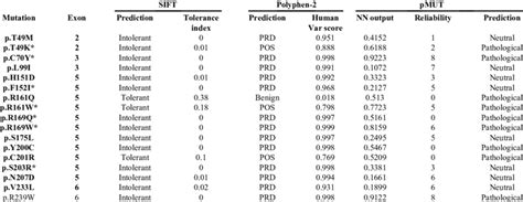 In Silico Analysis Of Identified Rdh12 Missense Variants Download Table