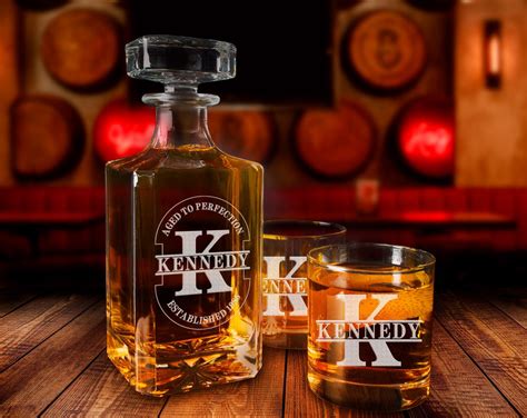 Personalized Monogram Whiskey Decanter Set With Glasses Whiskey