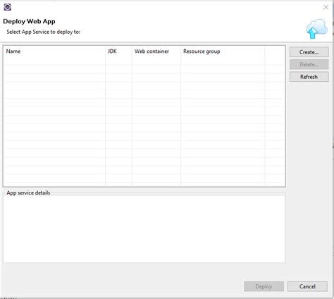 Eclipse Publish As Azure Web App No App Services Listed In The