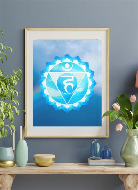 5th Throat Chakra Vishuddah Printable Meditation Prayer Art Yoga