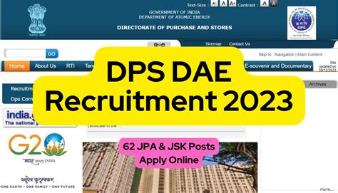 Dps Dae Recruitment 2023 62 Jpa And Jsk Posts Apply Online