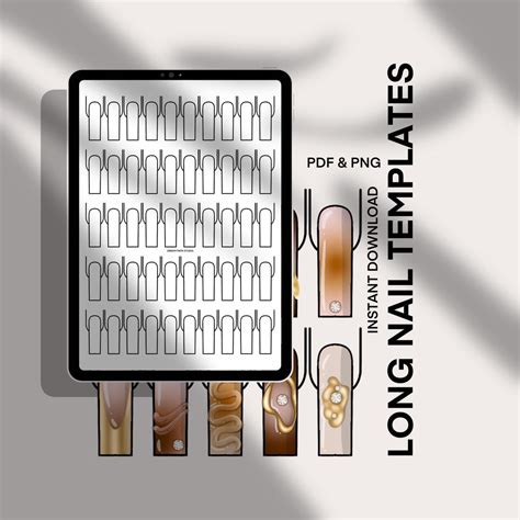 Procreate Nail Templates Long Nail Shapes Pdf Etsy
