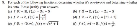 solved 8 for each of the following functions determine
