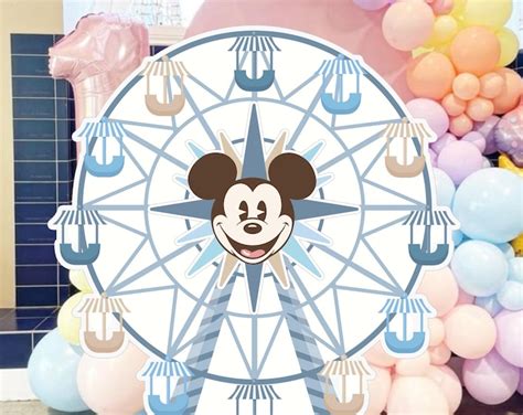 Printable Mickey Ferris Wheel Cutout Disneyland Birthday Party Stand