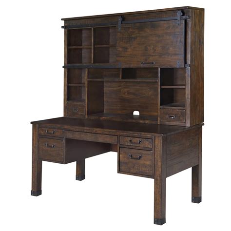 Magnussen Pine Hill Writing Desk With Hutch In Rustic Pine H3561 50 Kit