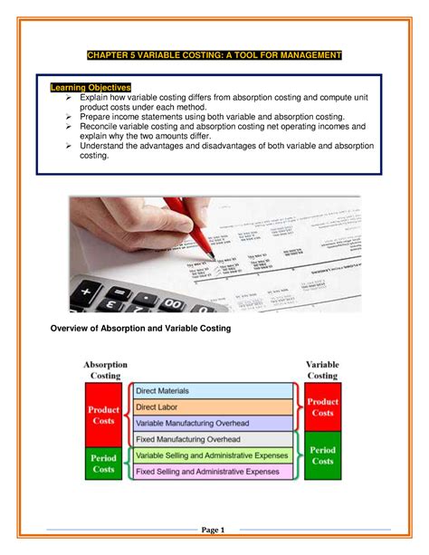 Chapter 5 Variable Costing A Tool For Management Chapter 5 Variable Costing A Tool For
