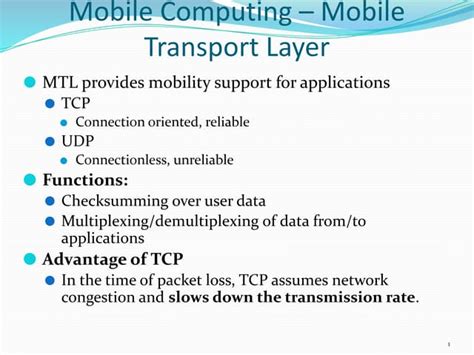 Mobile Computing Mobile Transport Layerpptxpdf Computer Networking Computing