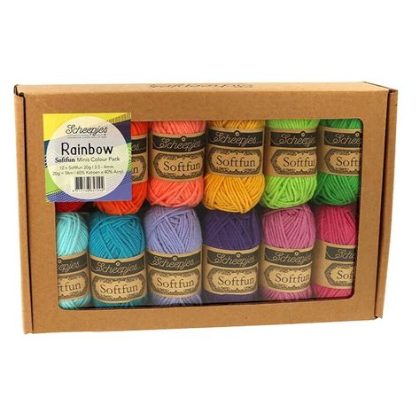 Scheepjes Rainbow Softfun Yarn Minis Colour Pack 12 X 20g 56m Etsy Canada