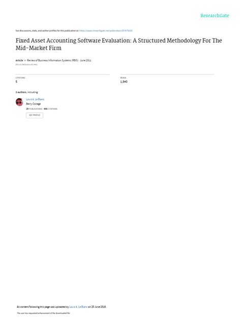 Fixed Asset Accounting Software Evaluation A Struc Pdf Depreciation