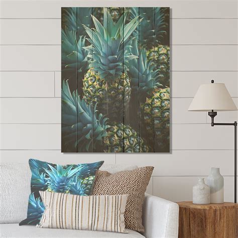 Bay Isle Home™ Blue Pineapples Photo Ii Pineapples On Wood Print