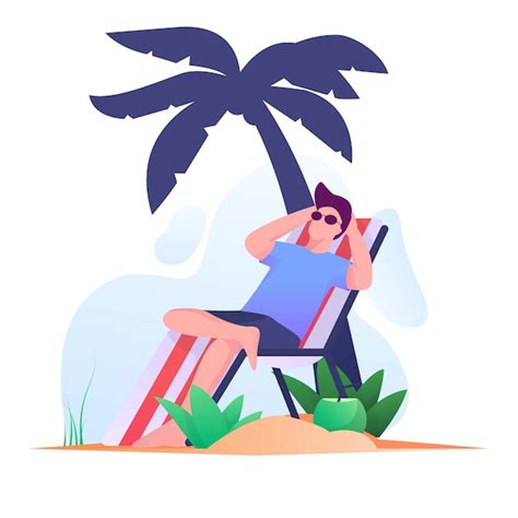 Premium Vector Sunbathing Men On The Beach Flat Illustration