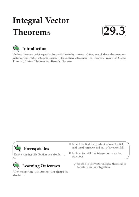 Integral Vector Theorems