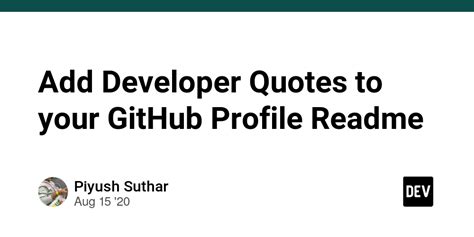 Add Developer Quotes To Your Github Profile Readme Dev Community