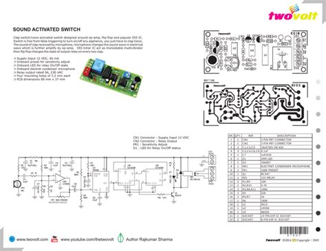 Sound Activated Switch Circuit Schematic Parts List