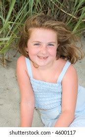 Young Girl Beach Blue Foto Stok 4600114 Shutterstock