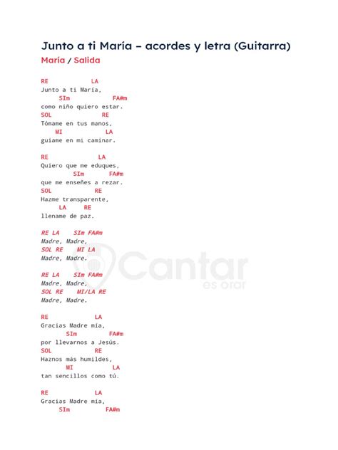 Junto A Ti María Acordes Y Letra Guitarra Pdf