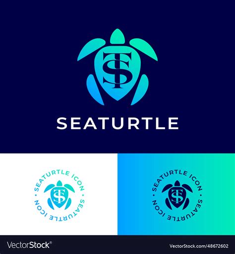 Sea Turtle Icon Silhouette Of Turtle Letters S T Vector Image