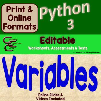 Python Variables Case Study Editable Exercises By Computer Corner