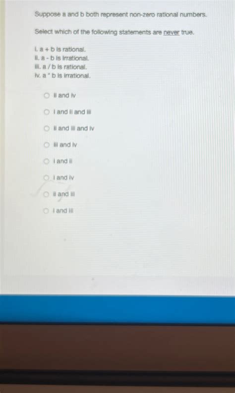 Solved Suppose A And B ﻿both Represent Non Zero Rational