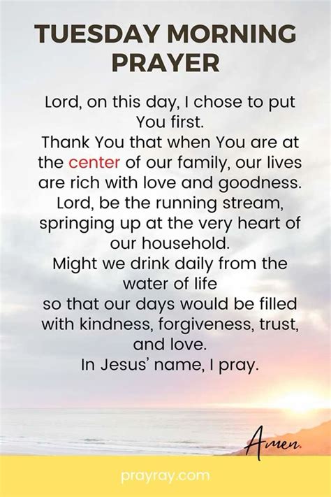 Tuesday Prayer Tuesday Quotes Good Morning Daily Morning Prayer