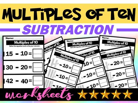 subtracting multiples of ten math place value subtracting multiples