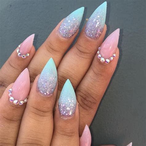 Short Stiletto Acrylic Nails Designs Tips Color Short Acrylic Nails